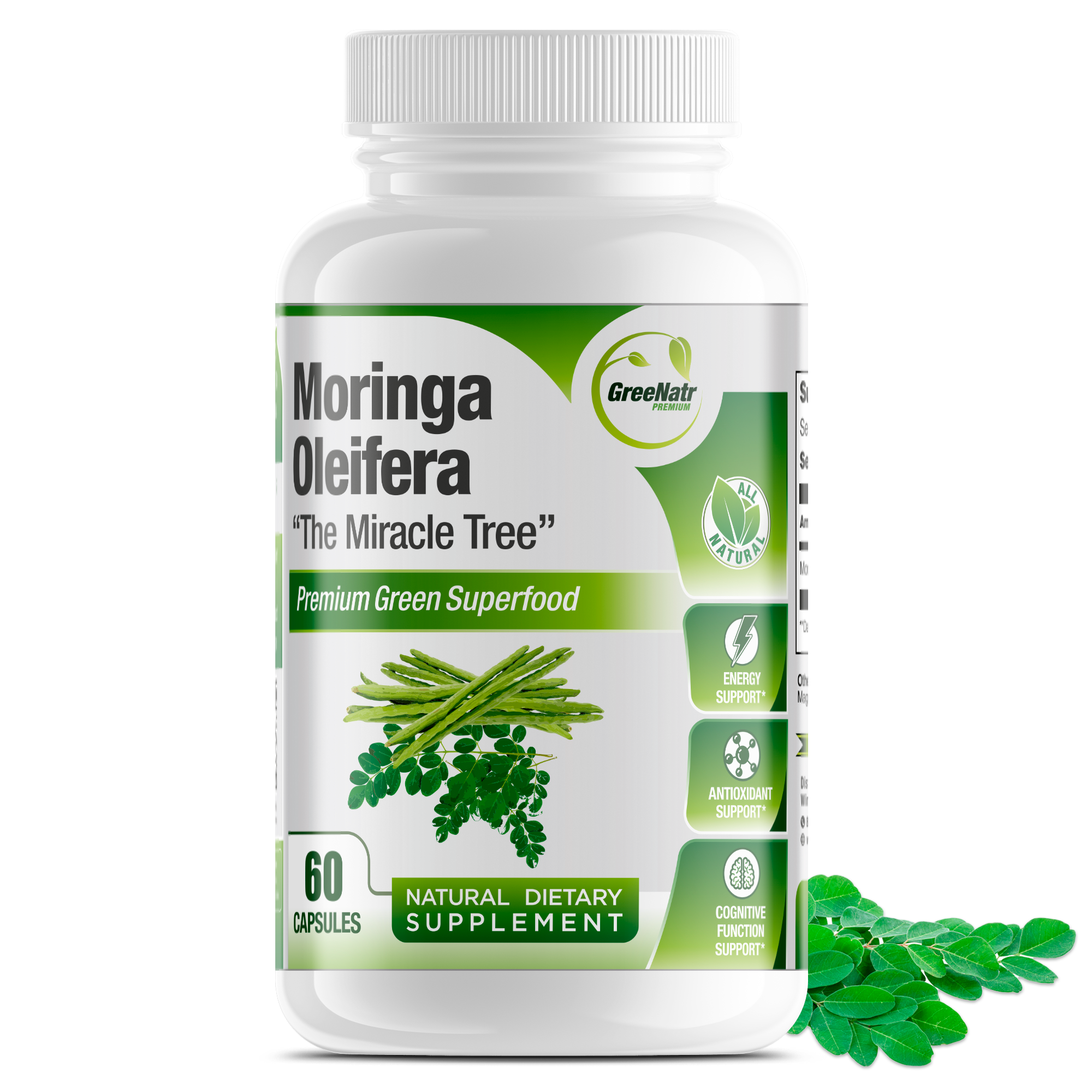 Pure Moringa Oleifera Leaf 1000mg | Superfood Supplement | Rich in ...