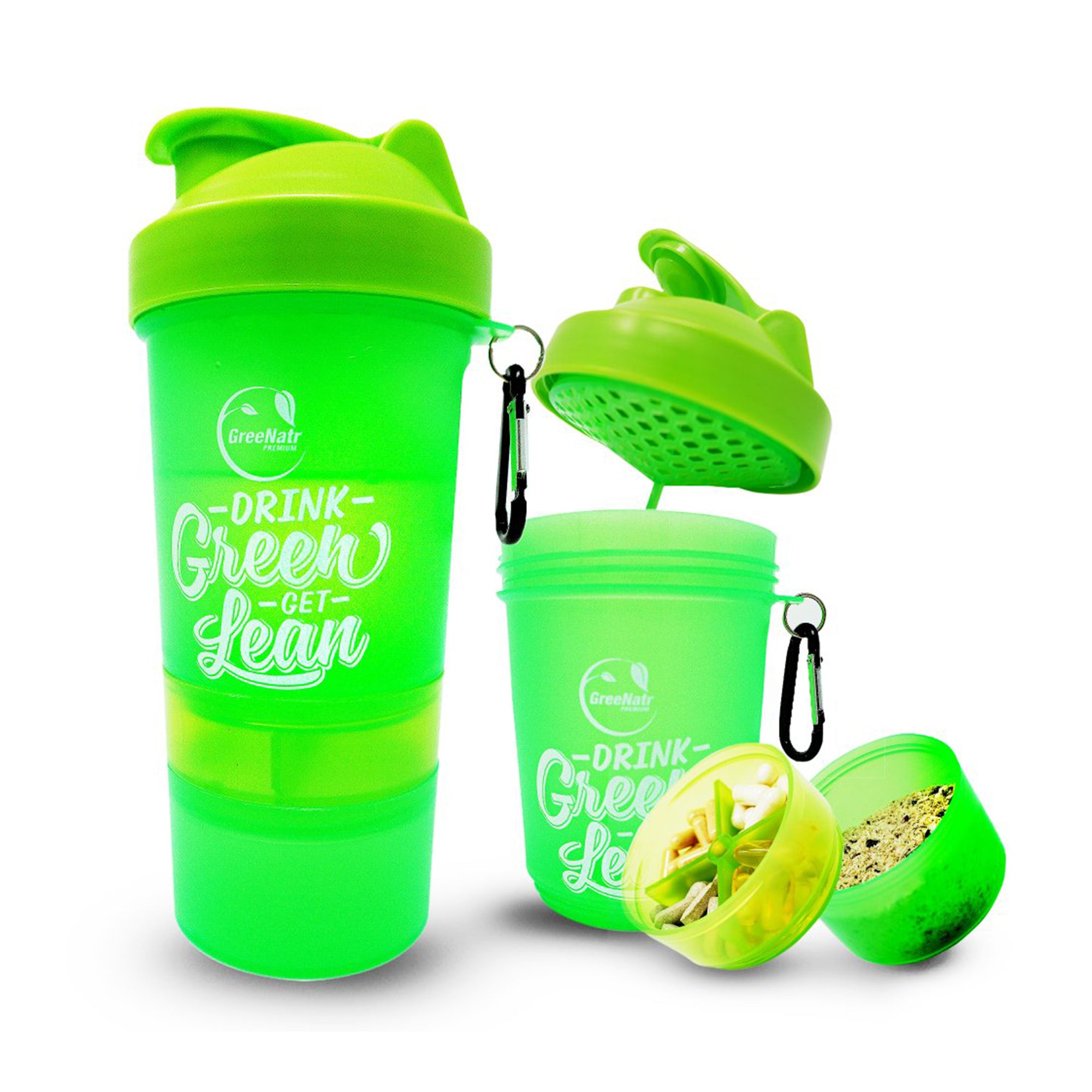 Shaker Bottle 22oz - with Stackable Compartments